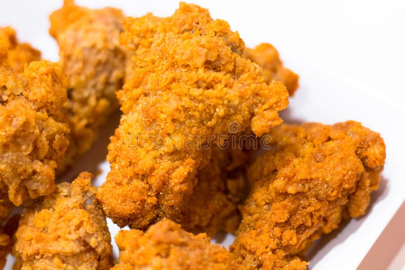 Chicken Fried on White Background, Front View from the Stock Photo ...