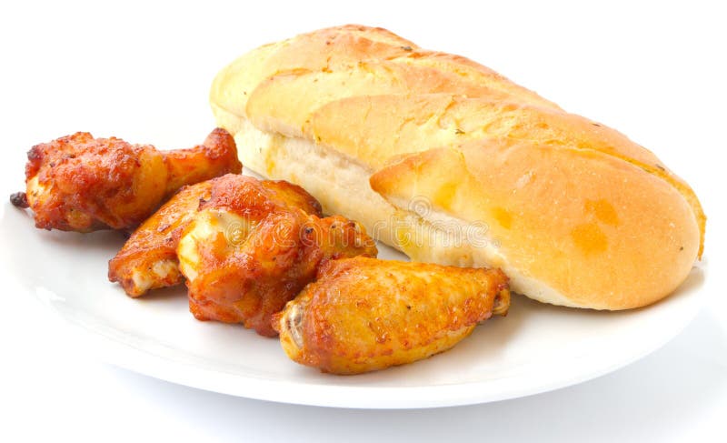 Chicken and garlic bread stock image. Image of background - 21513997
