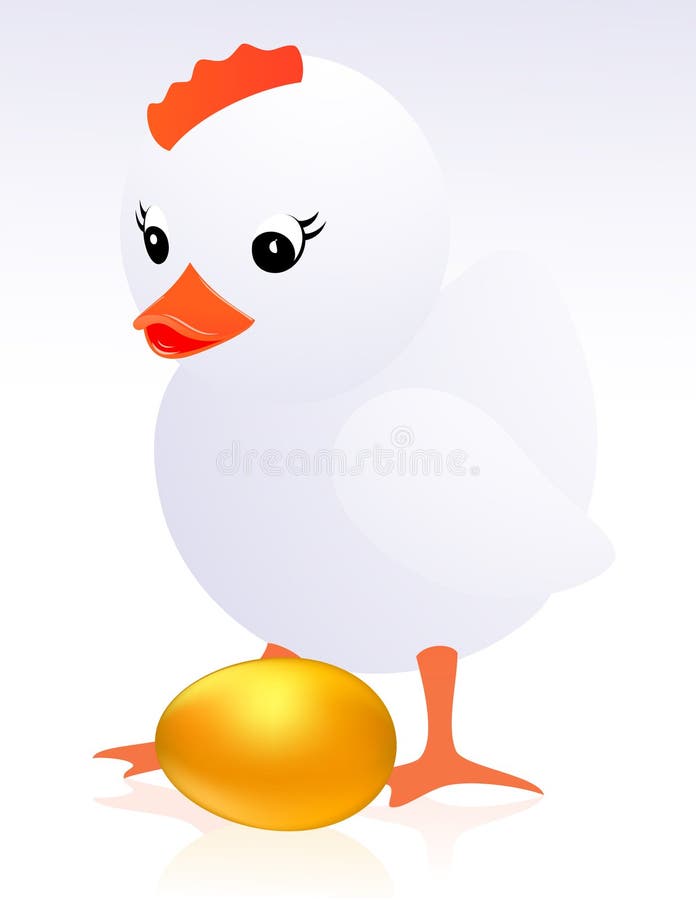 Chicken on Big Golden Egg. Bird Nests Precious Eggs Stock Vector ...