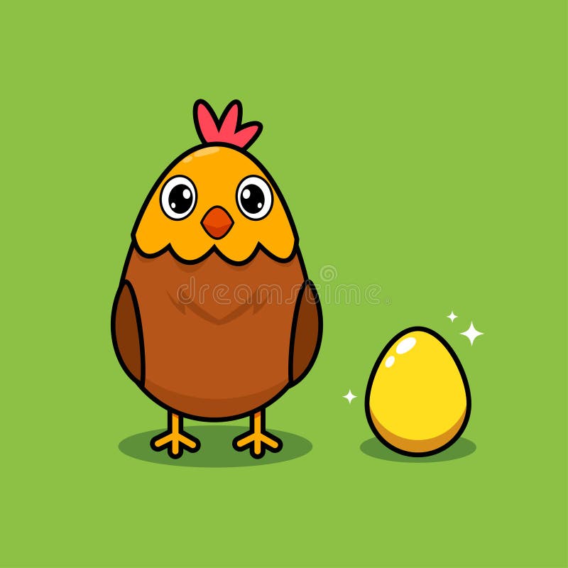 A Chicken and a Golden Egg. Isolated Vector Illustration Stock Vector ...