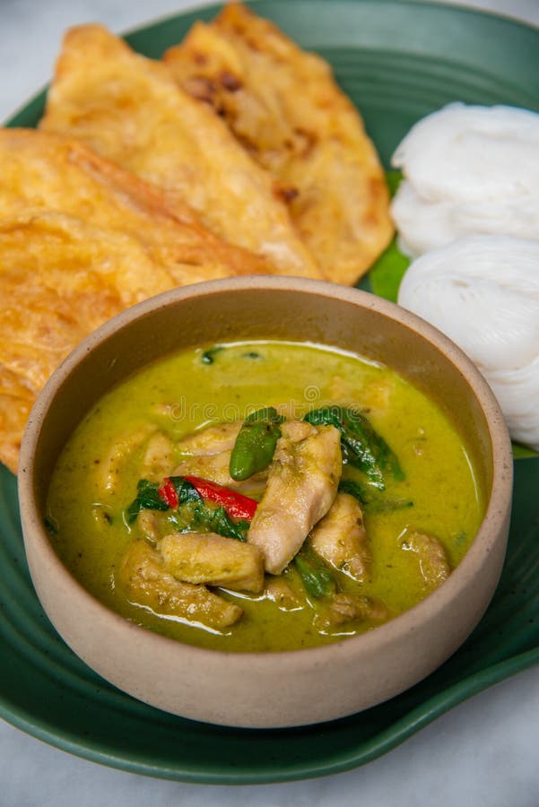 Chicken Green Curry Roti stock photo. Image of herb - 231143782