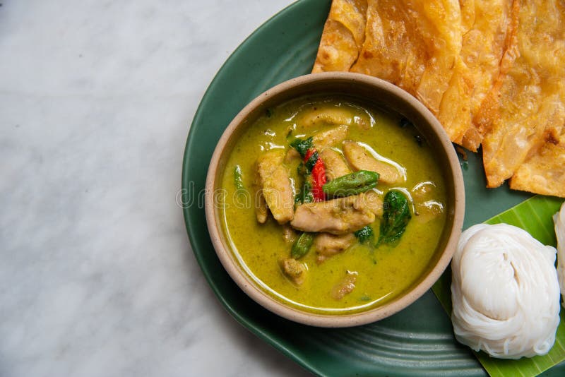 Chicken Green Curry Roti stock image. Image of cuisine - 231143803