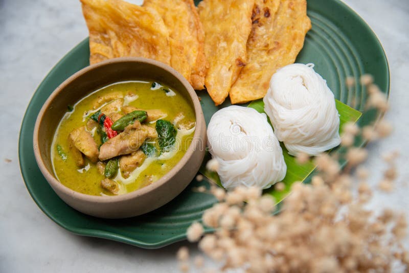 Chicken Green Curry Roti stock photo. Image of bread - 231143850