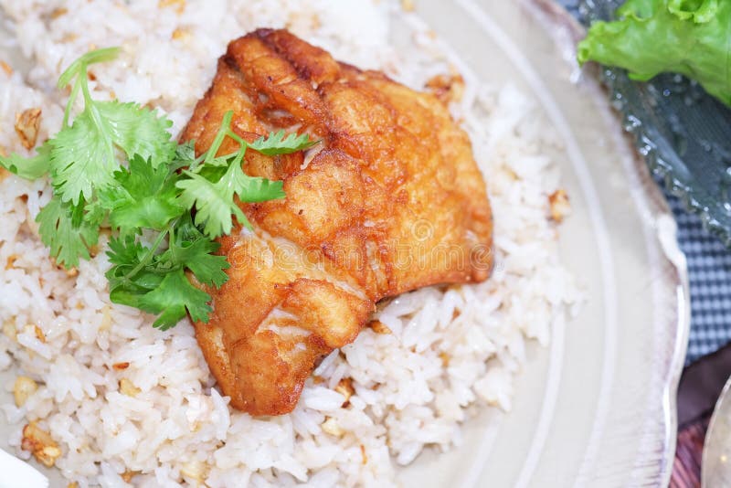 Chicken grill with rice stock image. Image of beans, fried - 66922679