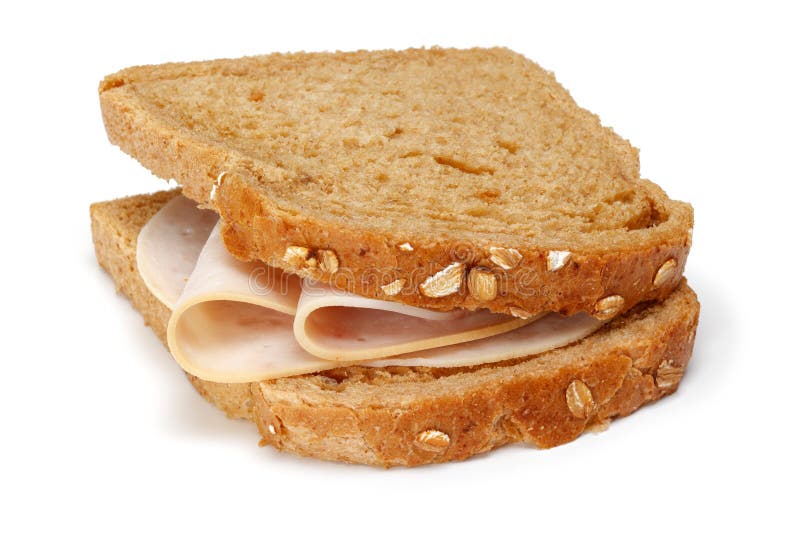 Chicken Ham Slices with Bread Slices Isolated Stock Photo - Image of ...