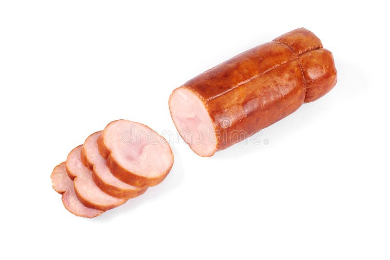 Chicken Ham, and Slices of Tasty Chicken Meat , Isolated on White ...