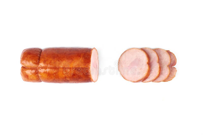 Chicken Ham, and Slices of Tasty Chicken Meat , Isolated on White ...