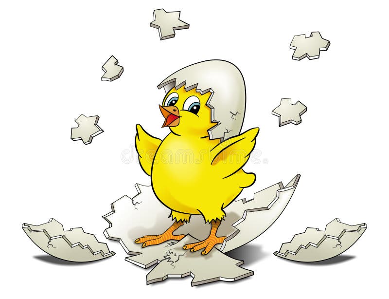 Little Cartoon Chick Hatched from an Egg Stock Vector - Illustration of ...
