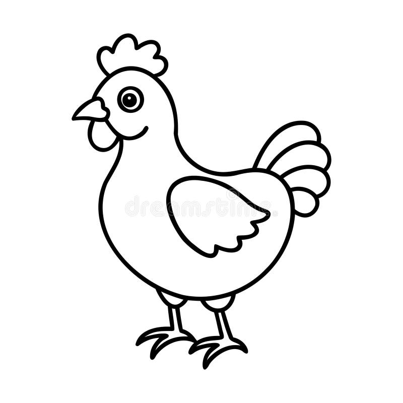Chicken Hen Line Art Vector Stock Illustration - Illustration of ...