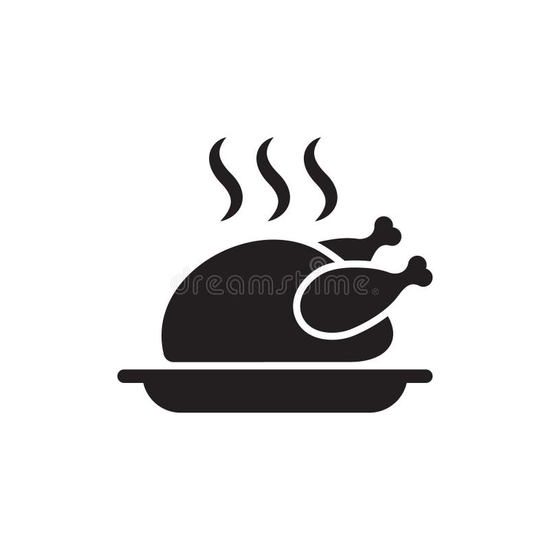 Chicken Icon. Chicken Dish Vector. Chicken on Plate Vector. Stock ...