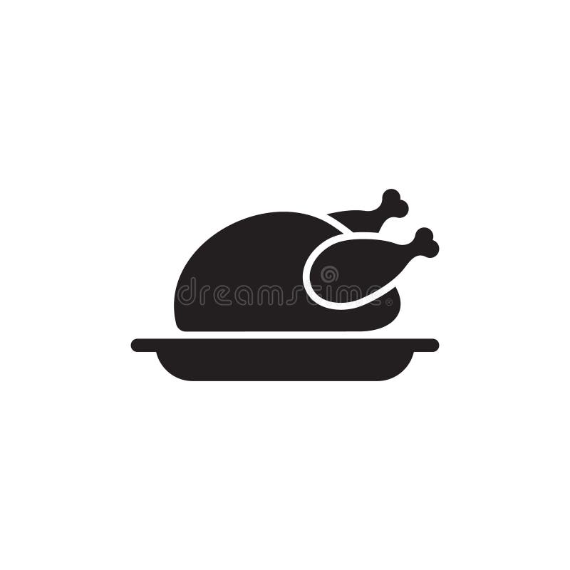 Chicken Icon. Chicken Dish Vector. Chicken on Plate Vector. Stock ...