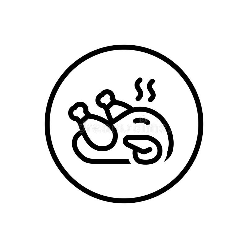 Black Line Icon for Chicken, Roasted and Food Stock Illustration ...