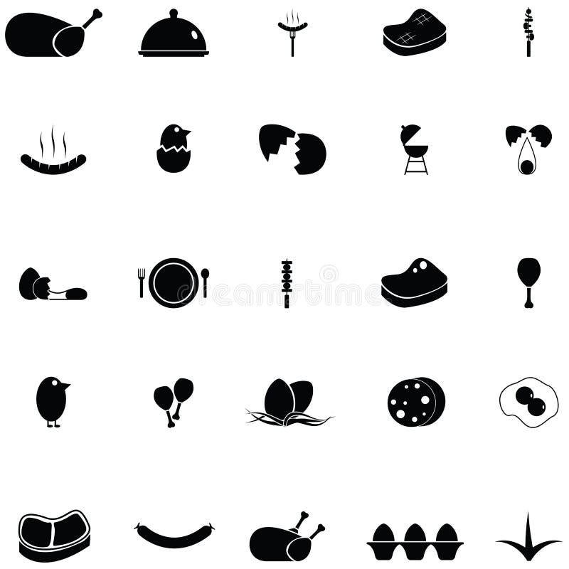 Chicken icon set stock vector. Illustration of rooster - 120562364