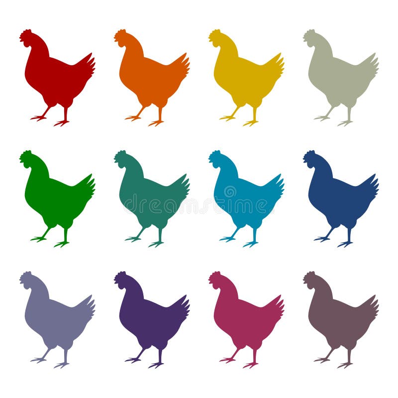 Chicken icons set stock vector. Illustration of element - 104109747