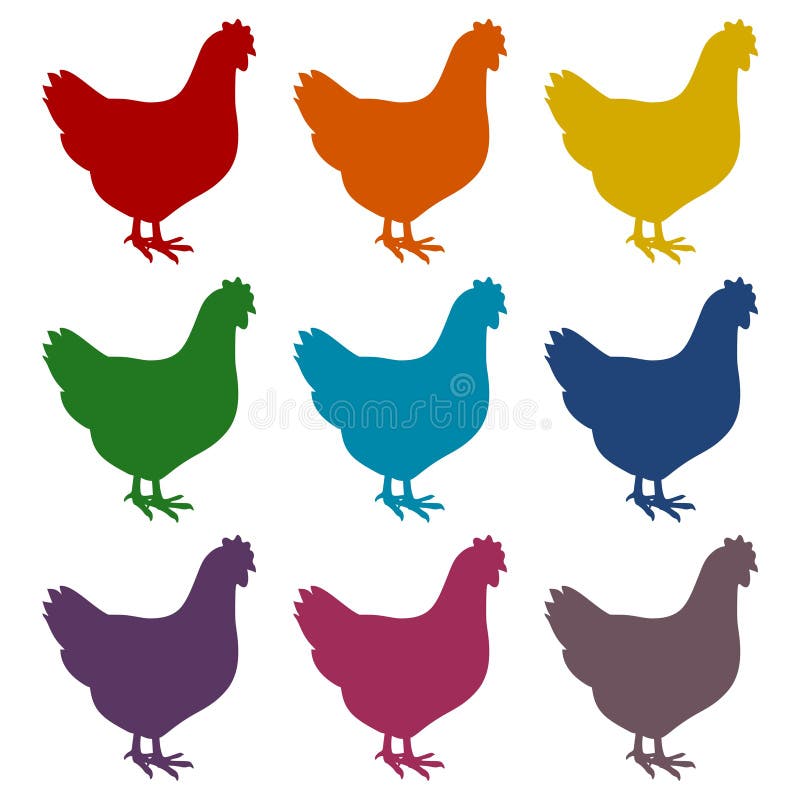Chicken icons set stock vector. Illustration of element - 103456034