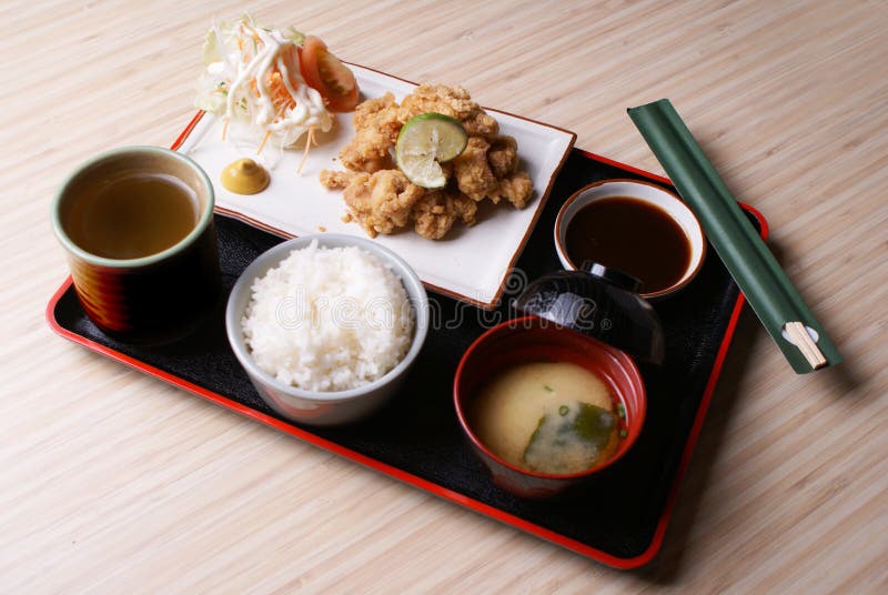 Chicken Karaage Set Menu stock photo. Image of lettuce - 29033542