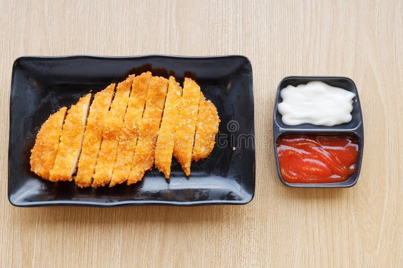 Chicken Katsu with Ketchup and Mayonnaise on the Table Stock Image ...