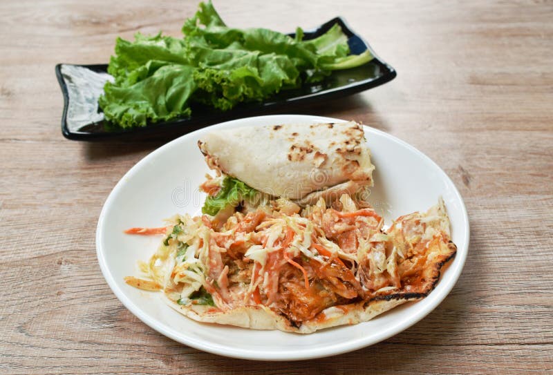 Chicken Kebab Stuffed Vegetable and Herb on Plate with Lettuce Stock ...