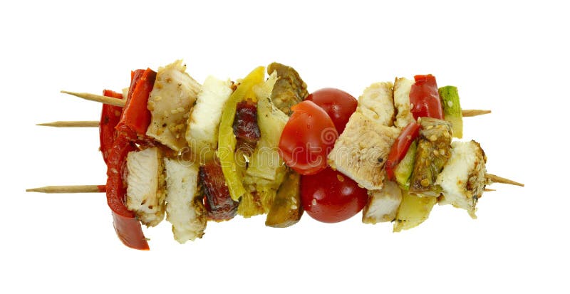 Chicken Kebab with Vegetable and Cheese Stock Photo - Image of meat ...