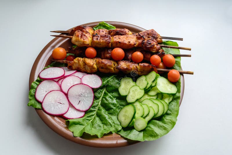 Chicken Kebabs with Vegetables Stock Image - Image of radish, cuisine ...