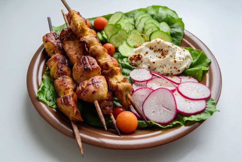 Chicken Kebabs with Vegetables Stock Photo - Image of green, barbeque ...
