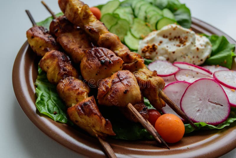 Chicken Kebabs with Vegetables Stock Photo - Image of tomatoes, kebabs ...