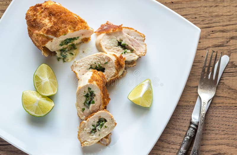 Chicken Kiev Dinner stock image. Image of roast, herb - 33605031