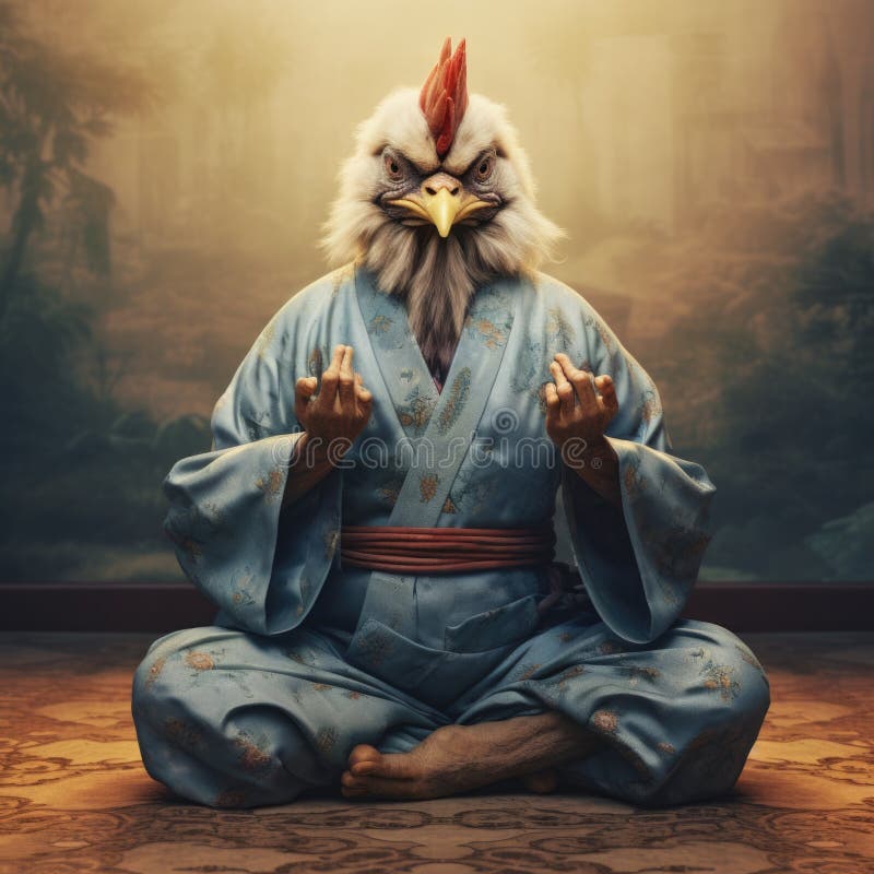 Chicken in the Kun fu pose stock illustration. Illustration of fighting ...