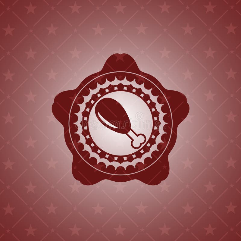 Chicken Leg Icon Inside Red Emblem. Retro. EPS10 Stock Vector ...