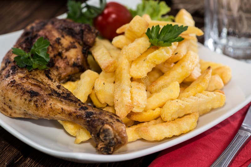 Chicken Legs with chips stock image. Image of closeup - 32420135