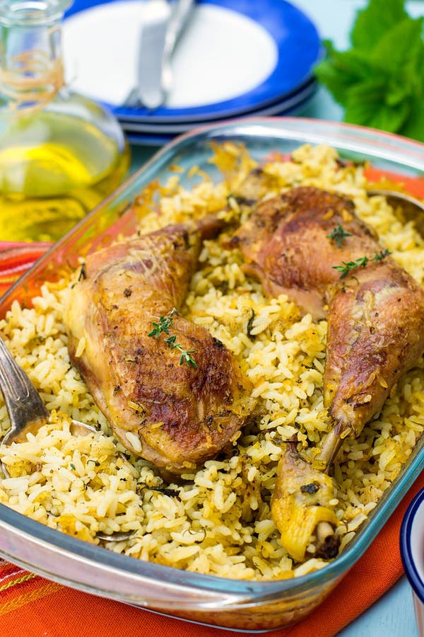 Chicken Legs with Saffron Rice and Spices Stock Photo - Image of diet ...