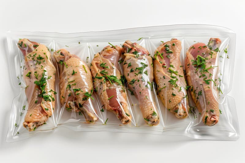 Chicken Legs in Vacuum Packaging on a White Table. Stock Photo - Image ...