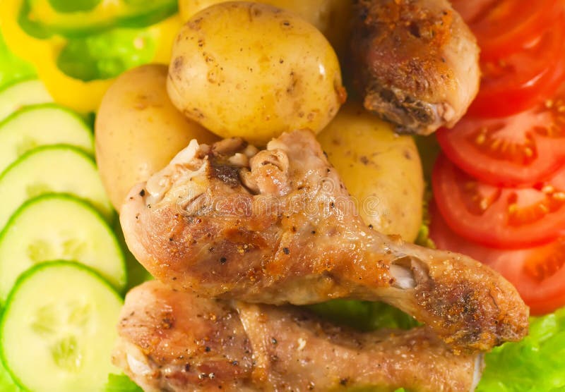 Chicken Legs with Vegetables Stock Photo - Image of barbecue, meal ...