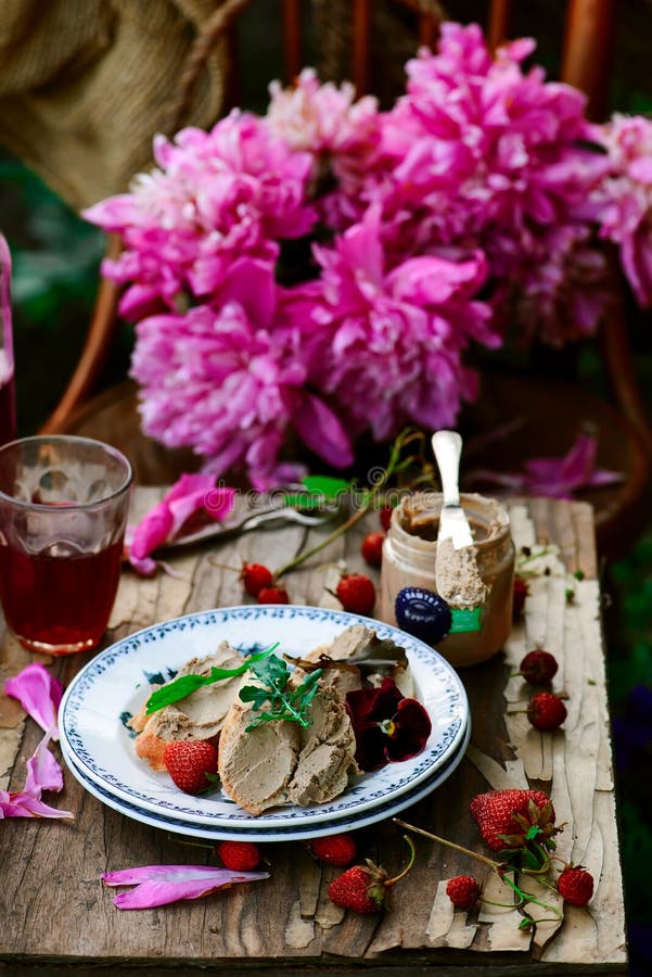 Chicken Liver Pate Canape.style Rustic Stock Photo - Image of meal ...