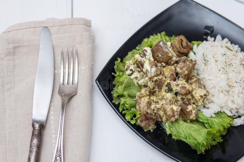 Chicken Liver with Rice Garnish Stock Image - Image of alternatives ...