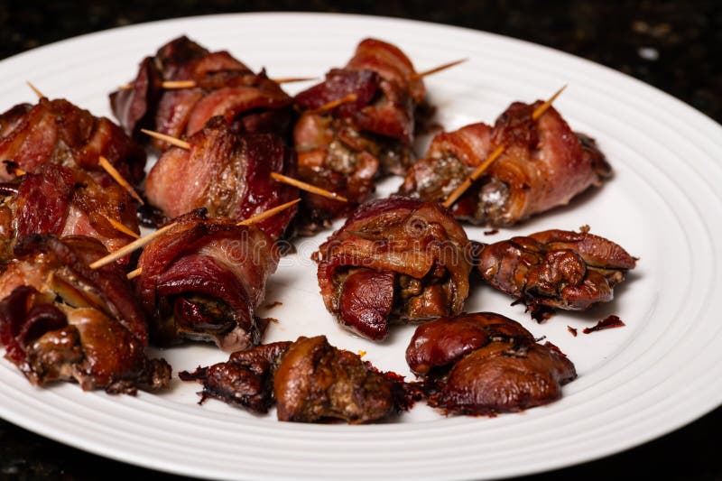 Chicken Liver Wrapped in Bacon Stock Image - Image of breakfast, eating ...