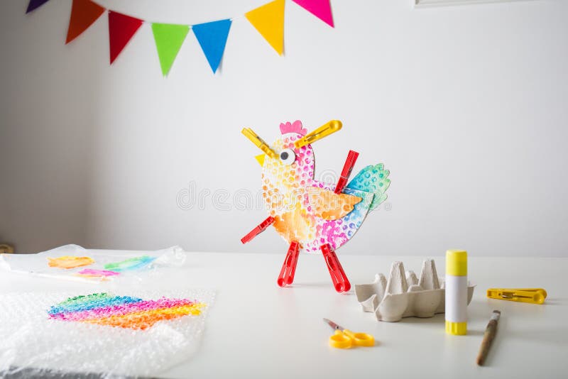 Chicken Made of Cardboard - Egg Stand. Stock Photo - Image of activity ...