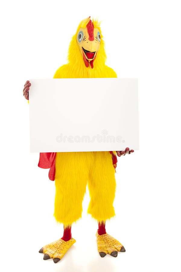Chicken Man Holding Sign stock image. Image of gloves - 11262469