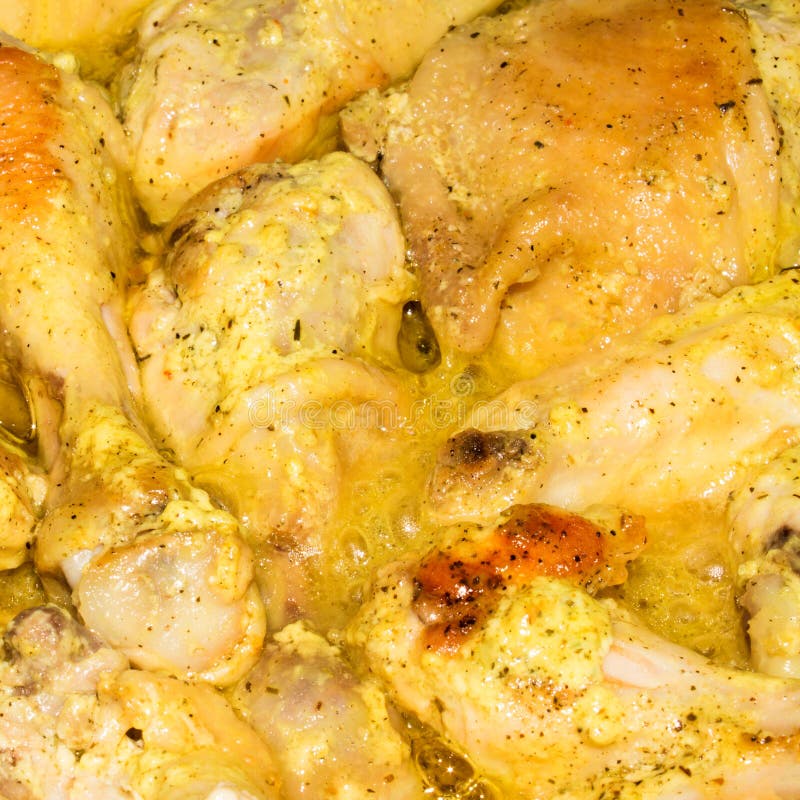 The Chicken in the Marinade.Pickled Chicken Thighs.Background of the ...