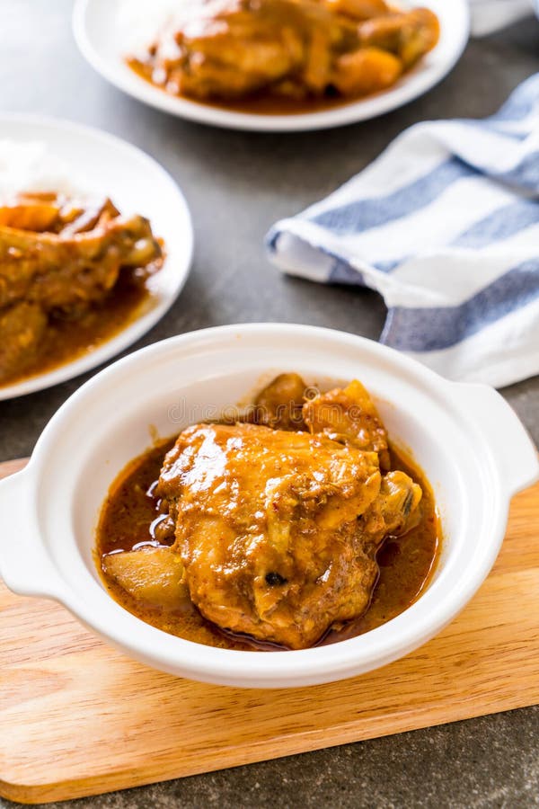 Chicken Massaman Curry Paste with Rice Stock Image - Image of fish ...