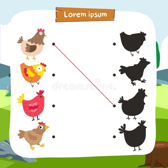 Chicken Matching Game Vector Design Stock Vector - Illustration of ...