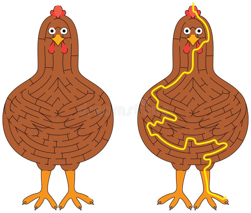 Chicken Maze for Kids with a Funny Chicken Stock Illustration ...