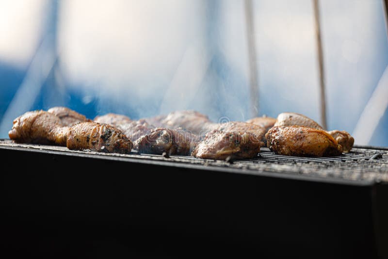 Chicken Meat Being Cooked on a Grill Stock Image - Image of barbecue ...