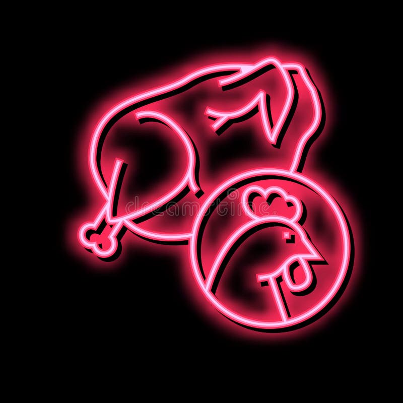 Chicken Meat Carcass Neon Glow Icon Illustration Stock Vector ...