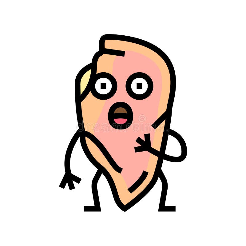 Chicken Meat Character Color Icon Vector Illustration Stock