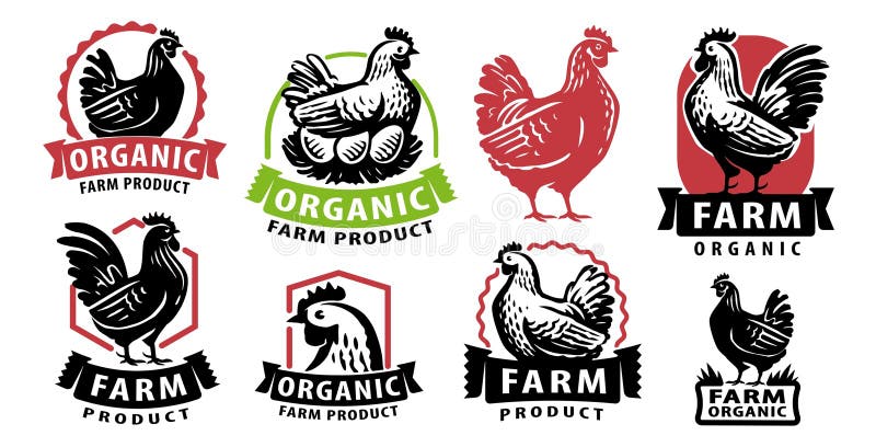 Chicken Meat, Eggs Set of Emblems and Logos. Set of Labels for ...
