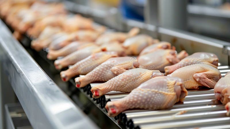 Chicken Meat in the Factory Industry. Selective Focus Stock Image ...