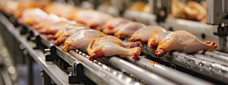 Chicken Meat in the Factory Industry. Selective Focus Stock Image ...