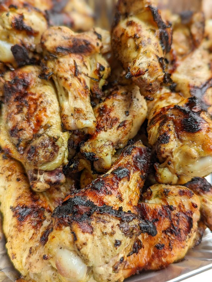 Chicken Meat Fried on a Barbecue Grill Stock Image - Image of grid ...