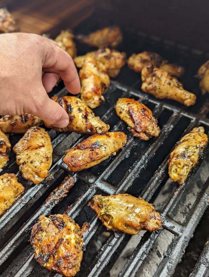 Chicken Meat Fried on a Barbecue Grill Stock Photo - Image of barbeque ...